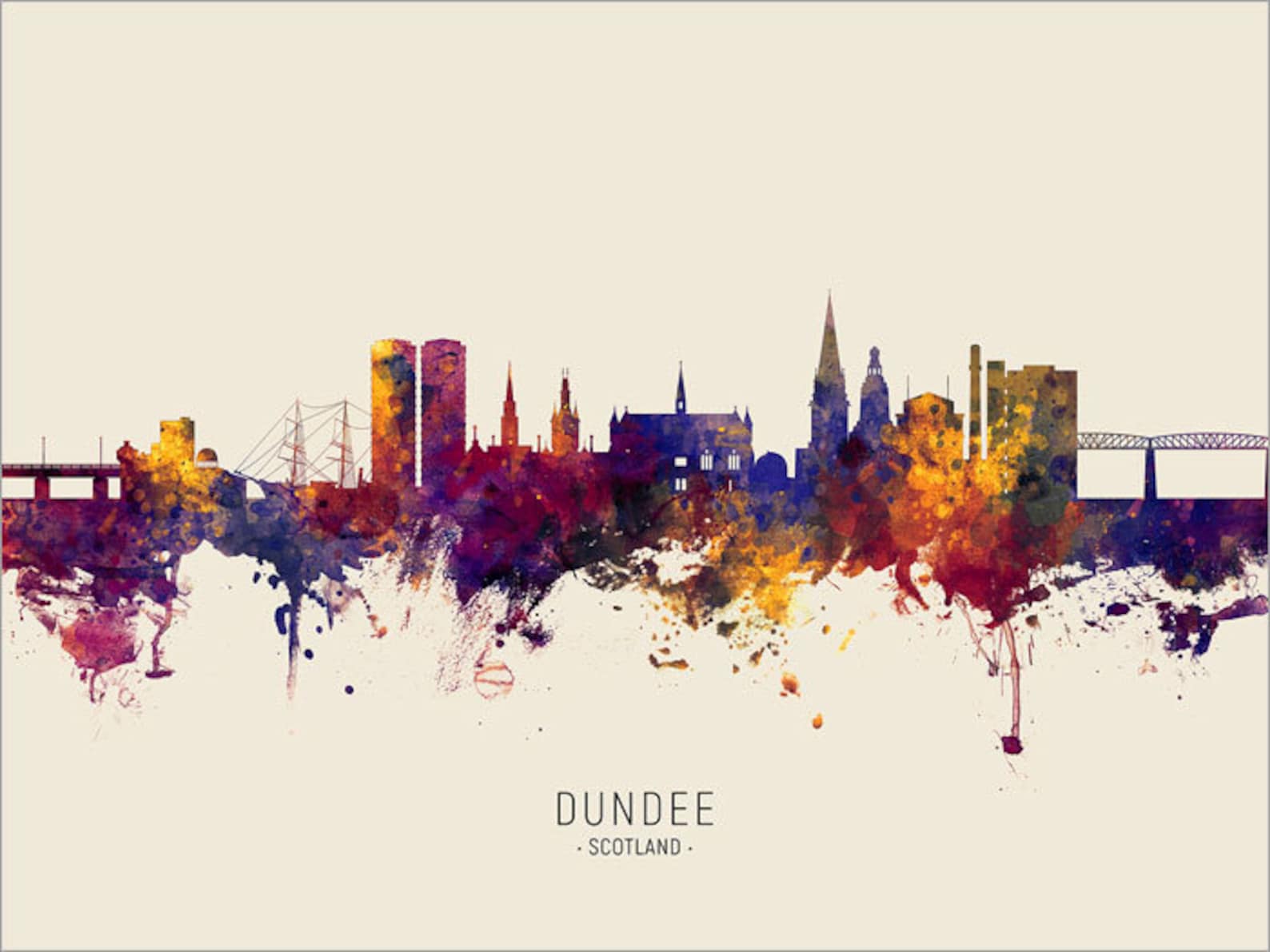 Dundee Skyline Scotland Cityscape Painting Art Print Poster - Etsy UK