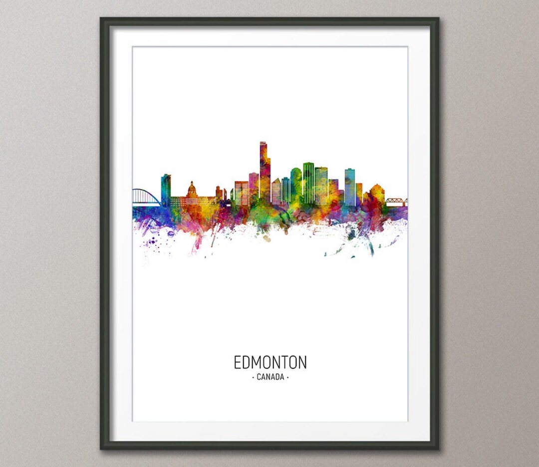 Edmonton Skyline, Edmonton Canada Cityscape Art Print Poster Portrait ...