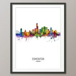 Edmonton Skyline, Edmonton Canada Cityscape Art Print Poster Portrait ...
