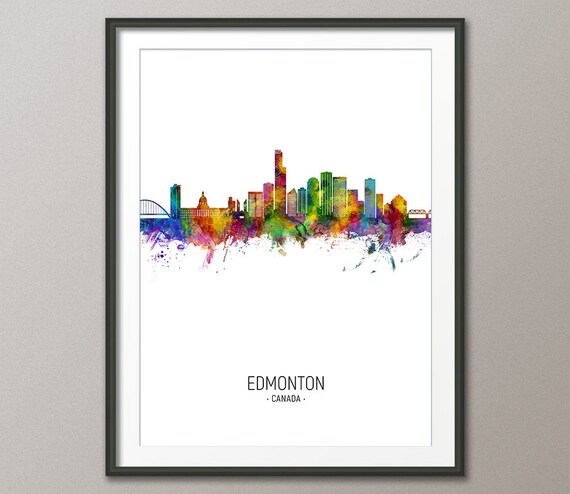 Edmonton Skyline Edmonton Canada Cityscape Art Print Poster - Etsy