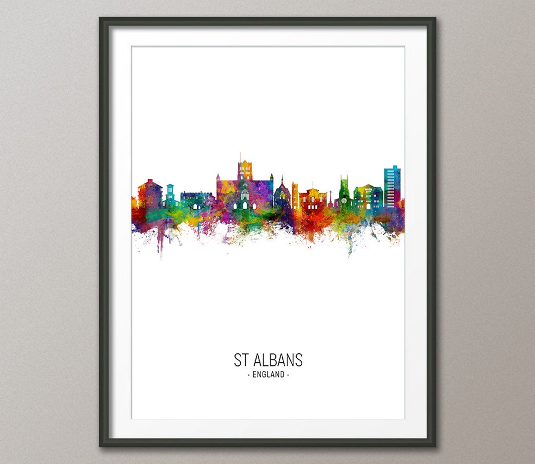 St Albans Skyline, St Albans England Cityscape Art Print Poster ...