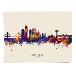Chattogram Skyline Bangladesh, Chittagong Cityscape Painting Art Print ...