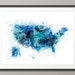 United States Paint Splashes Map USA Art Print 1519 - Etsy
