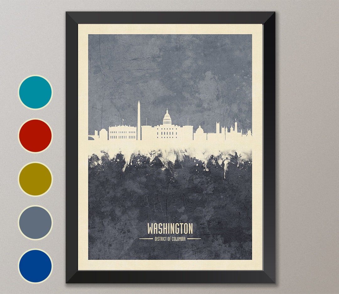Washington DC Skyline, Washington DC Cityscape, Watercolor Art Print ...