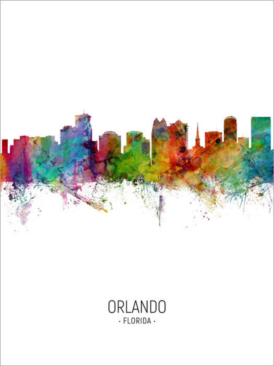 Orlando Skyline Orlando Florida Cityscape Art Print Poster | Etsy