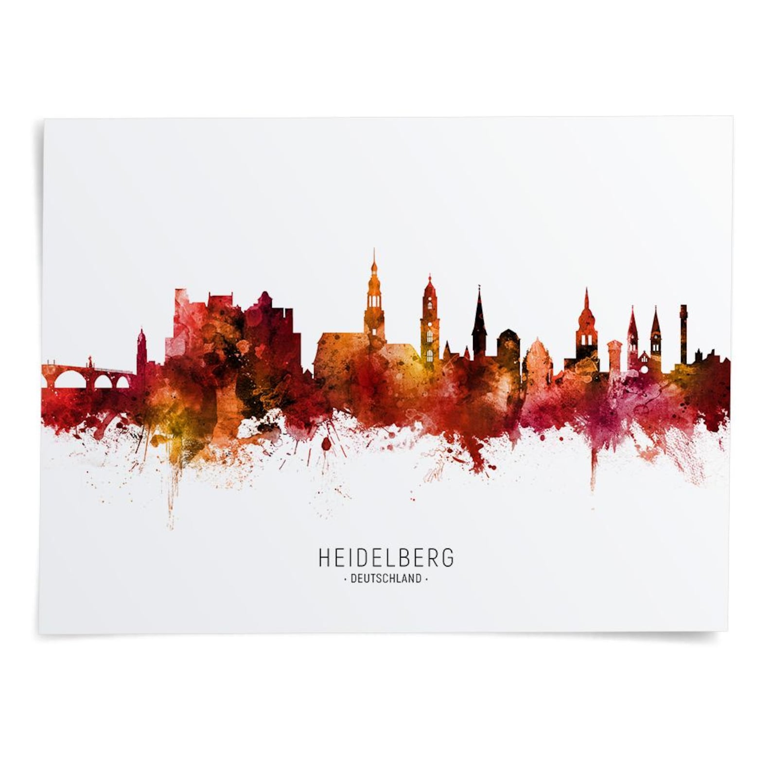 Heidelberg Skyline, Deutschland - Cityscape Painting Art Print Poster ...