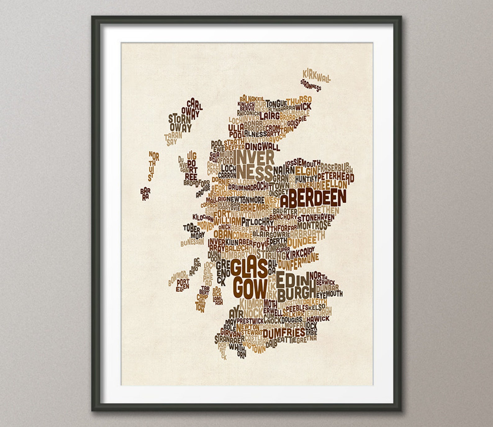 Scotland Typography Text Map Art Print 1485 - Etsy UK