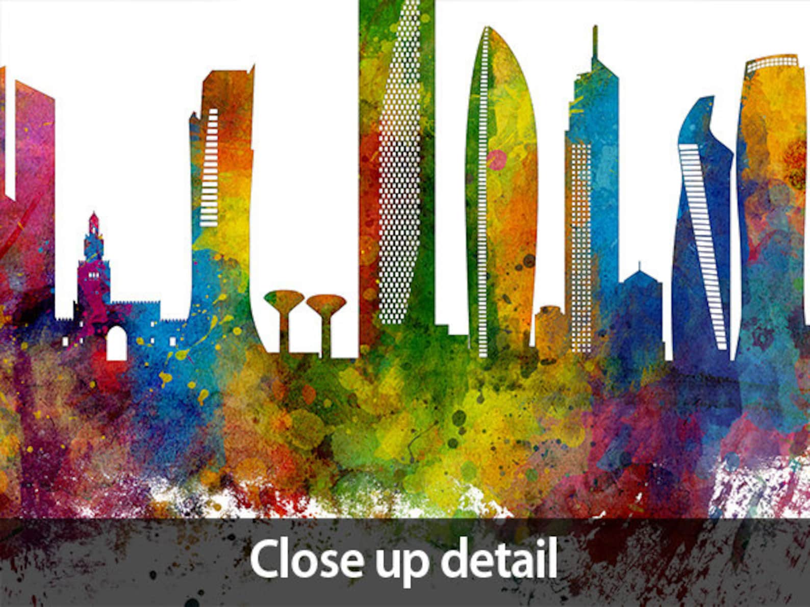 Kuwait City Skyline Kuwait Cityscape Painting Art Print | Etsy