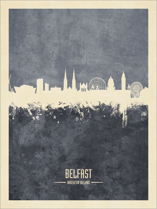 Belfast Skyline, Belfast Cityscape Northern Ireland, Watercolor Art ...