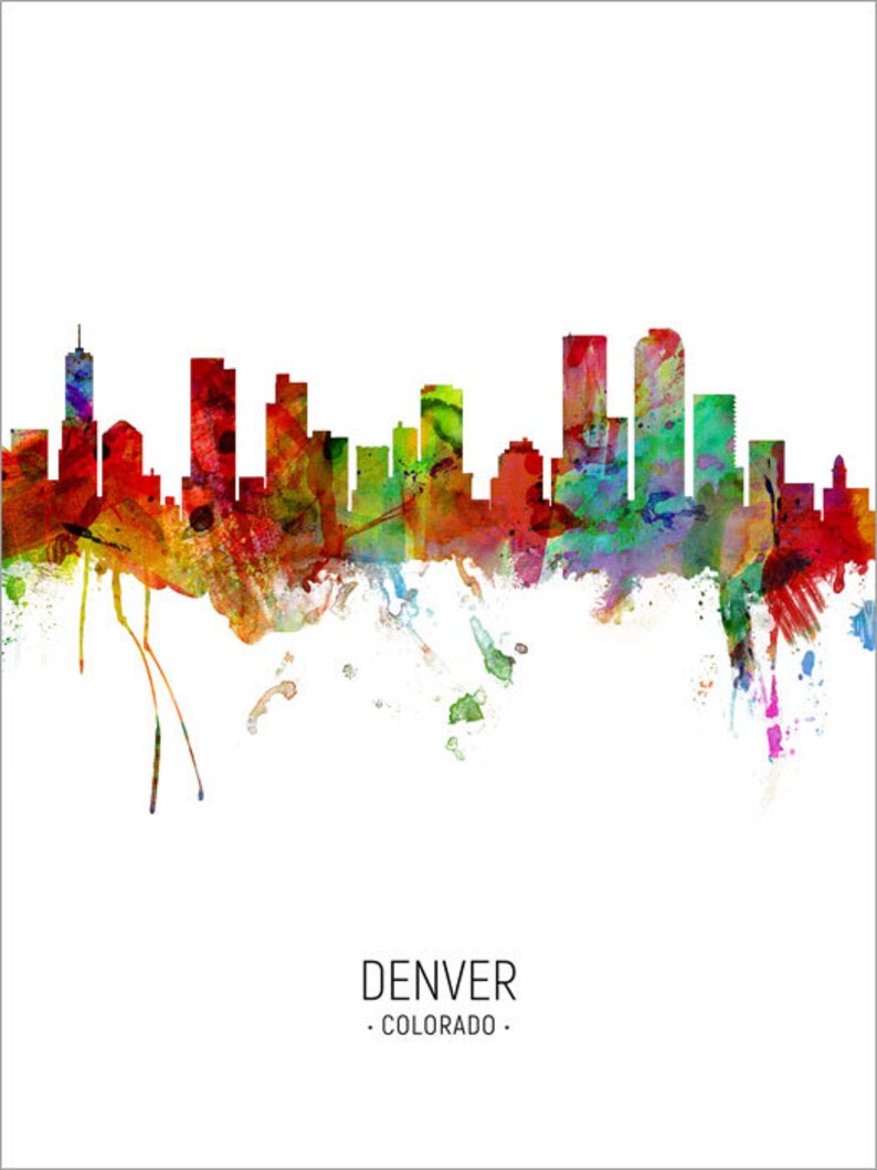 Denver Skyline Denver Colorado Cityscape Art Print Poster - Etsy
