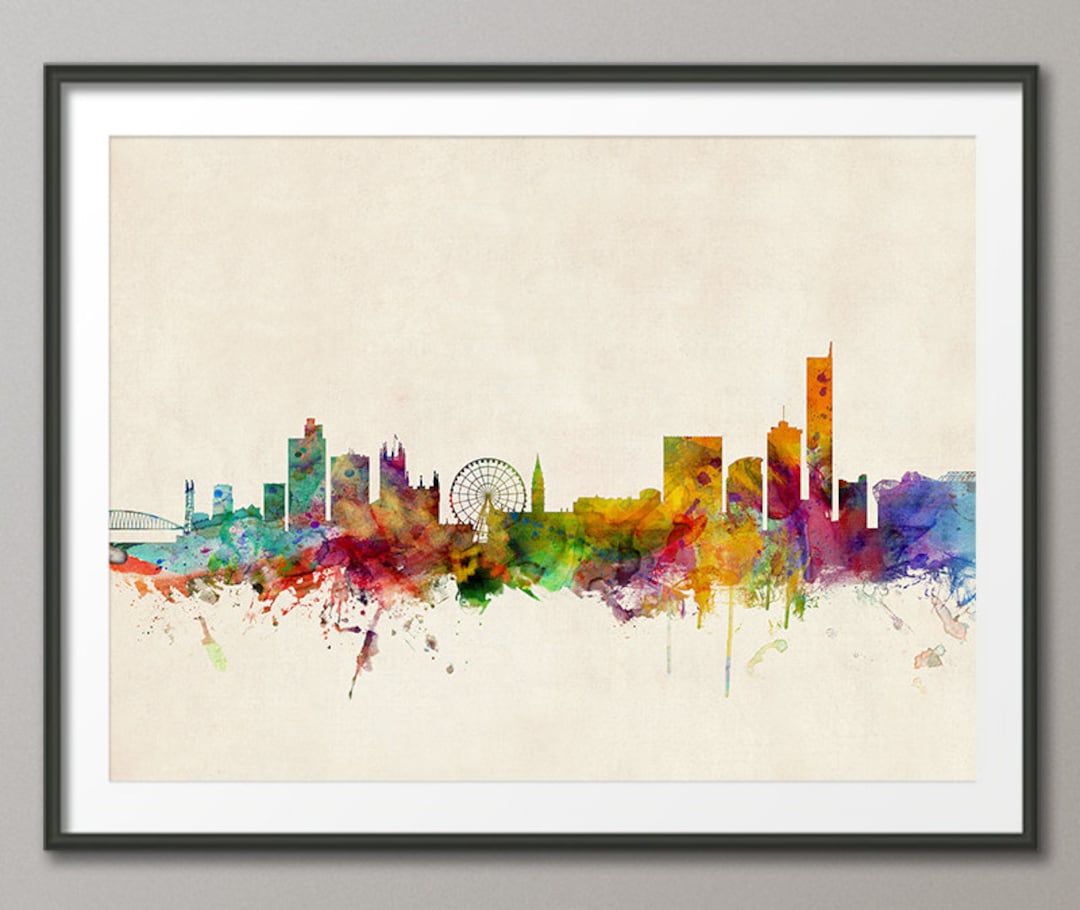 Manchester Skyline, Manchester England Cityscape Art Print (252) - Etsy