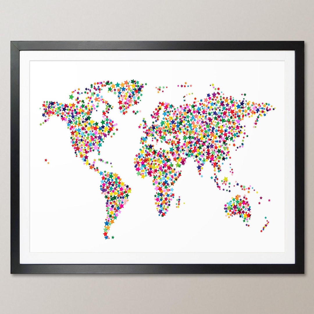 Stars Map of the World Map, Art Print WM (115) - Etsy