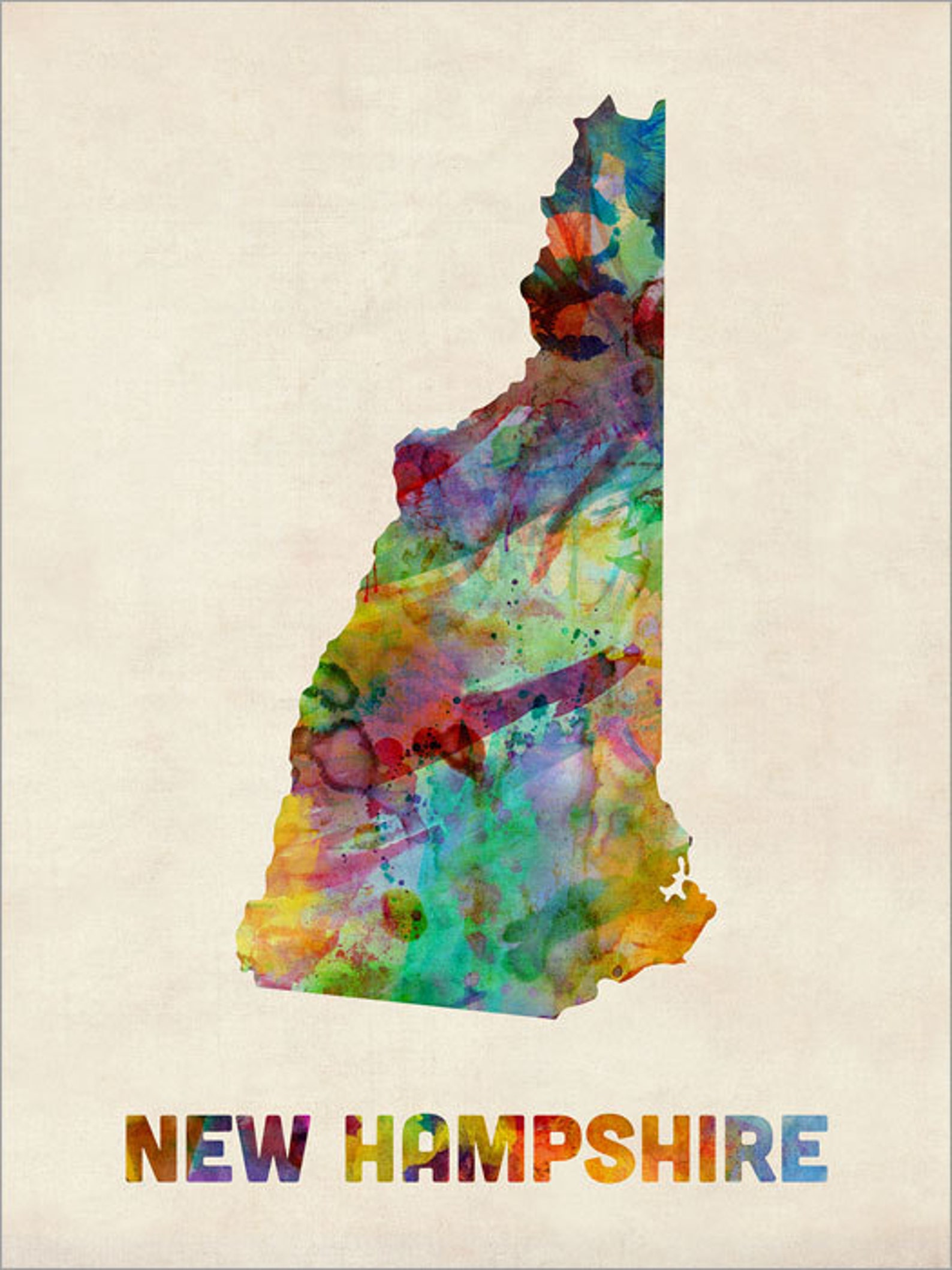 New Hampshire Watercolor Map USA, Art Print JX (407) - Etsy