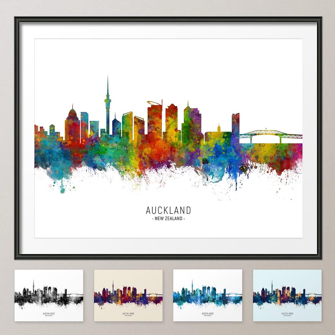 Auckland Skyline New Zealand, Cityscape Painting Art Print Poster CX ...