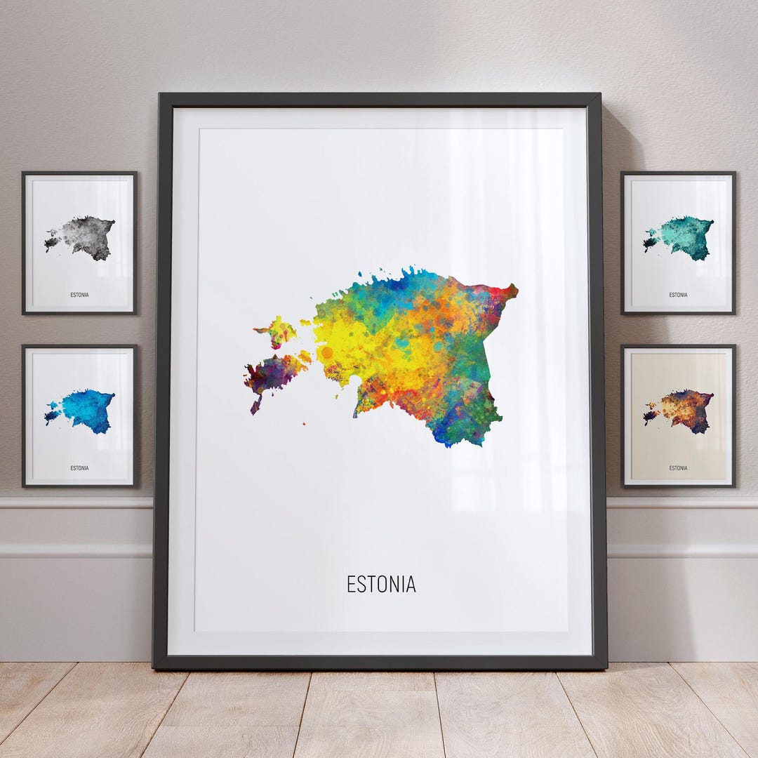 Estonia Map, Watercolour Painting Art Print Poster, Portrait - MX ...