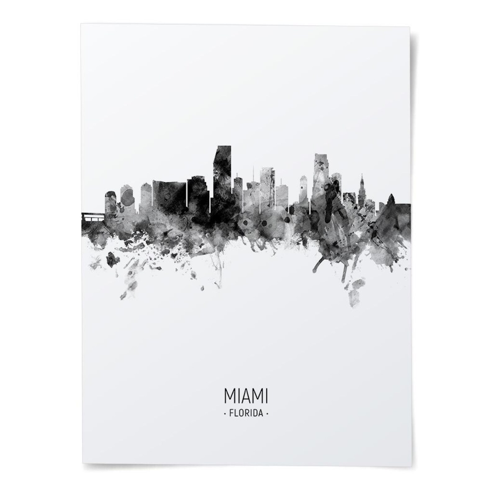 Miami Skyline, Florida Cityscape Art Print Poster Portrait - PX (4993 ...