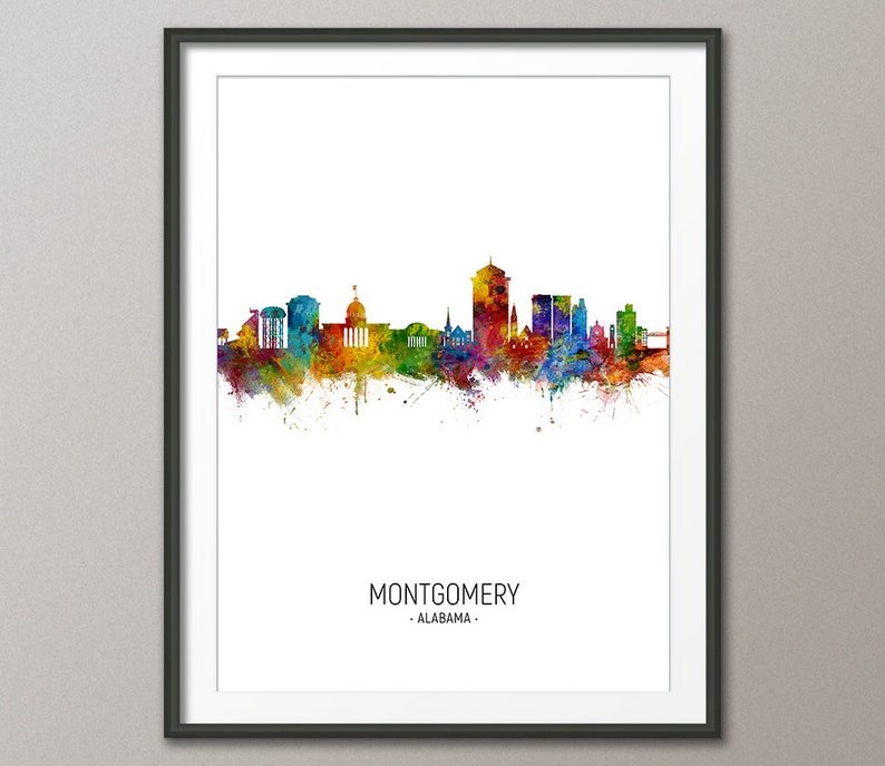 Montgomery Skyline Montgomery Alabama Cityscape Art Print | Etsy