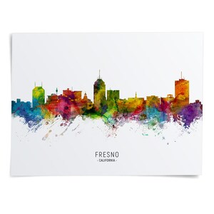 Fresno Skyline California, Cityscape Painting Art Print Poster CX (6735 ...