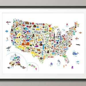Animal Map of the United States Map for Children and Kids - Etsy UK