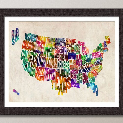 Typographic Text Map of the World Map Art Print 889 - Etsy