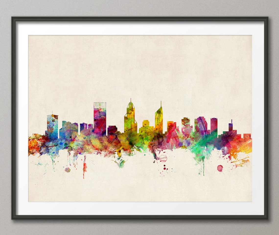 Perth Skyline, Perth Australia Cityscape Art Print (556) - Etsy