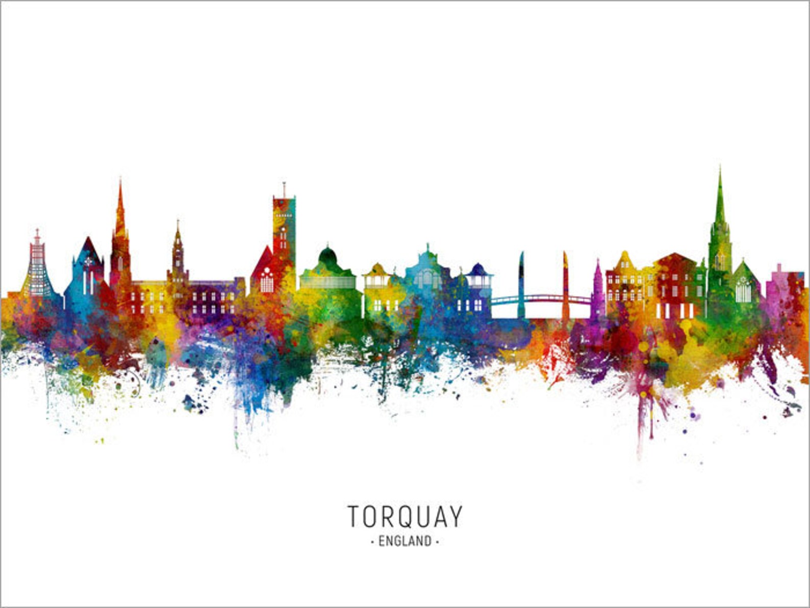 Torquay Skyline England Cityscape Painting Art Print Poster - Etsy