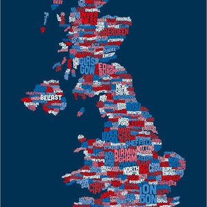 Great Britain UK City Text Map, Art Print (234) - Etsy