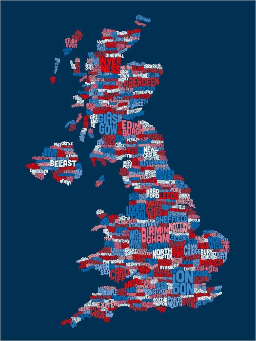 Great Britain UK City Text Map Art Print 234 - Etsy UK