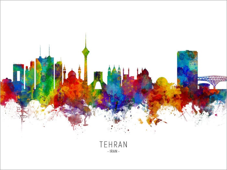 Tehran Skyline Iran Cityscape Painting Art Print Poster CX - Etsy