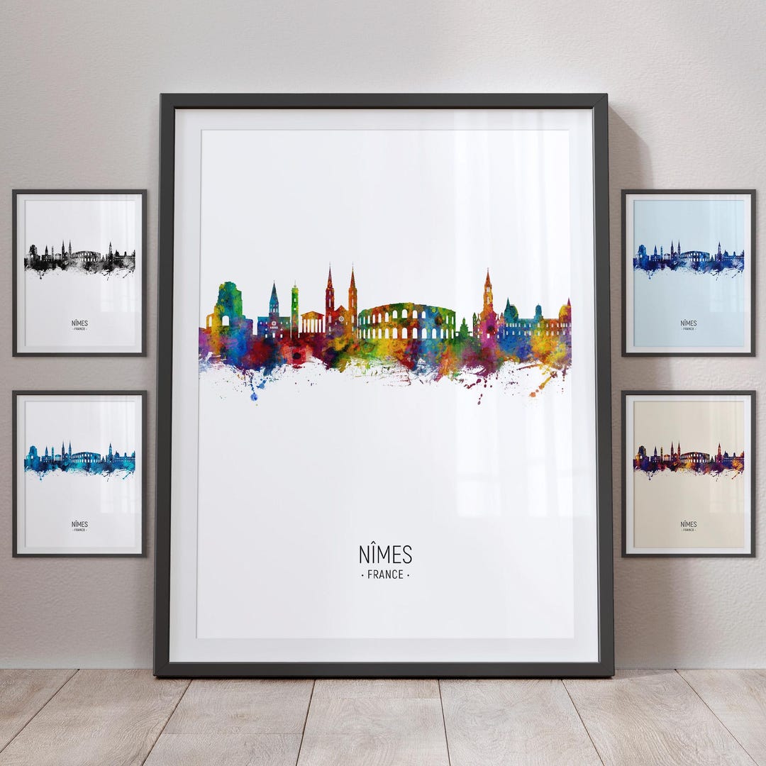 Nimes Skyline, France Cityscape Art Print Poster Portrait - PX (26232 ...