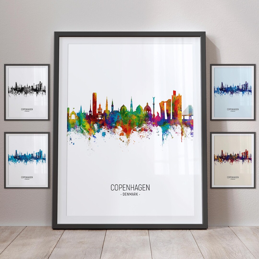 Copenhagen Skyline, Denmark Cityscape Art Print Poster Portrait - PX ...