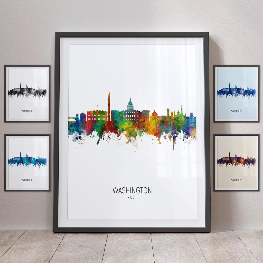 Washington Skyline, Washington DC Cityscape Art Print Poster Portrait ...