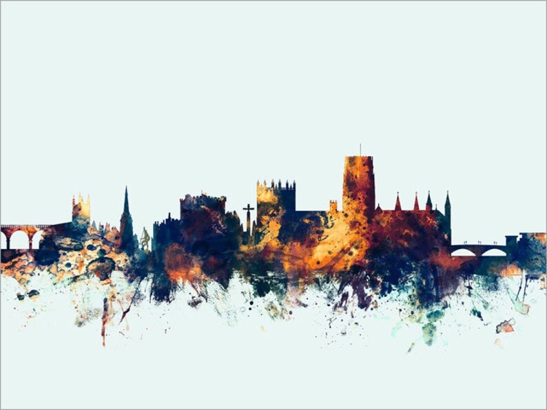 Durham Skyline Durham England Cityscape Art Print 1845 | Etsy