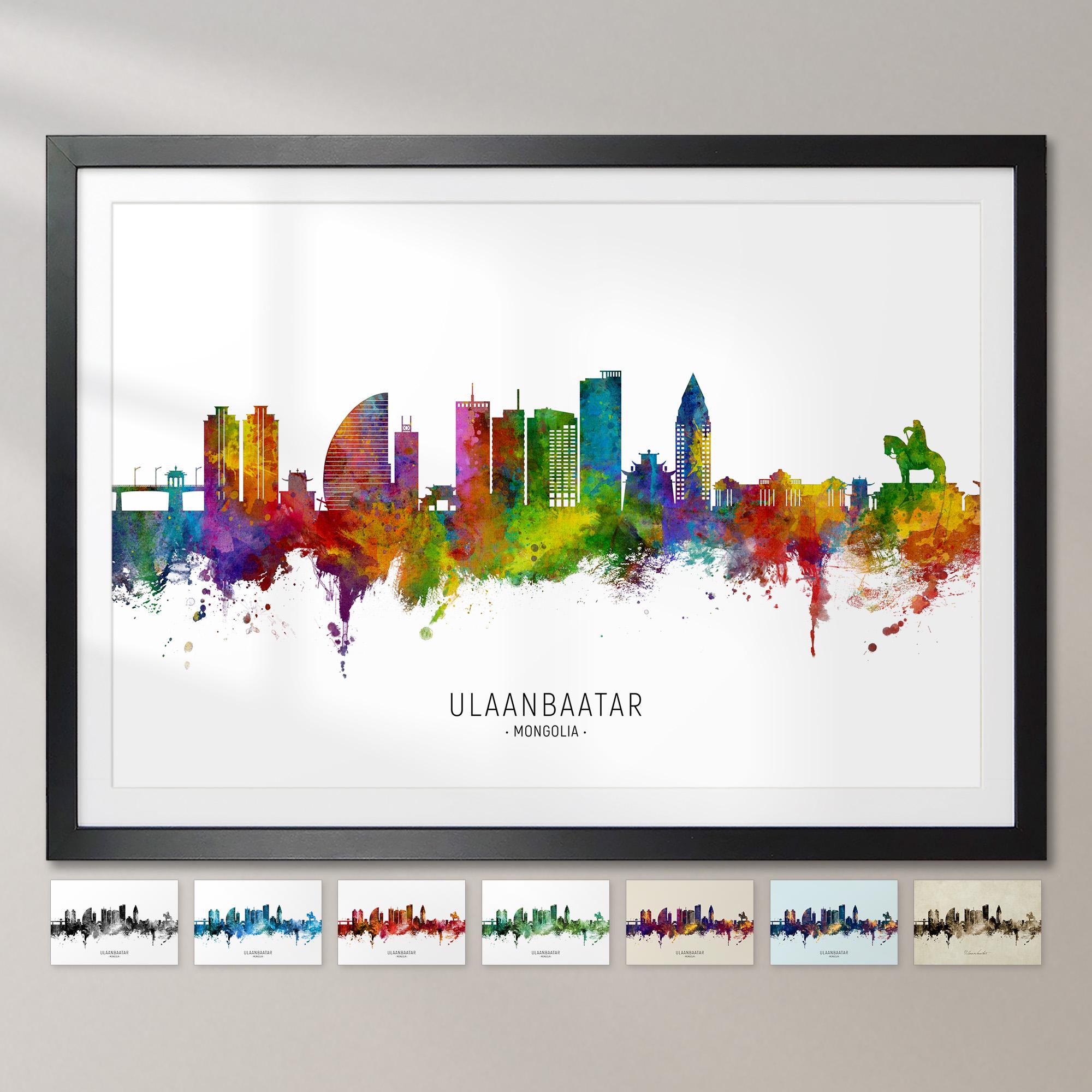 Ulaanbaatar Skyline Mongolia, Cityscape Painting Art Print Poster CX ...