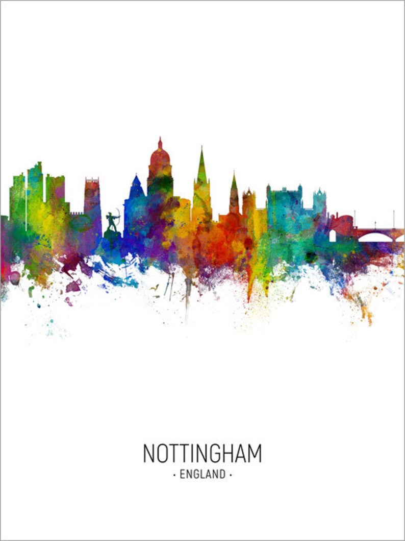 Nottingham Skyline Nottingham England Cityscape Art Print | Etsy