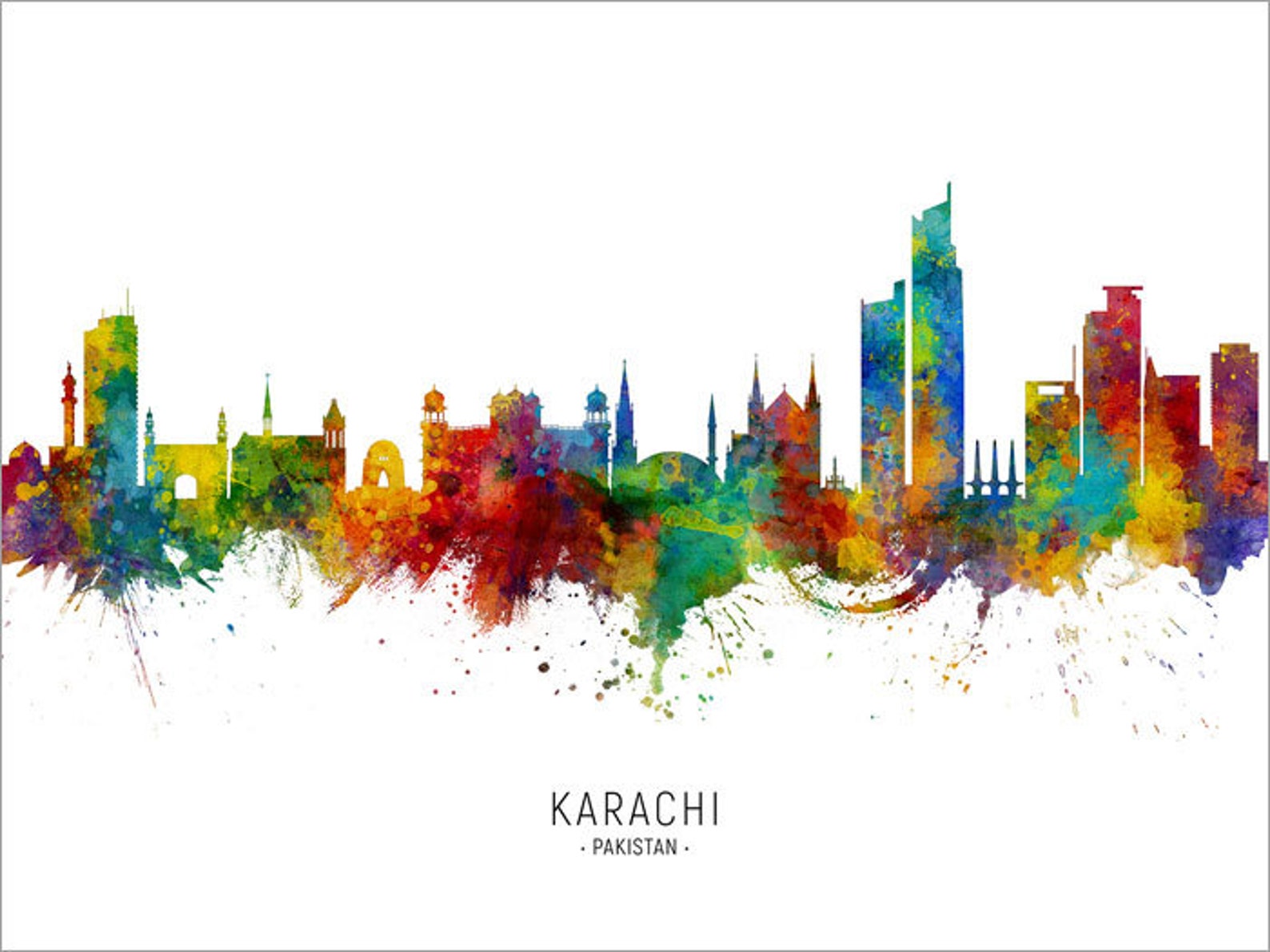 Karachi Skyline Pakistan Cityscape Painting Art Print Poster | Etsy