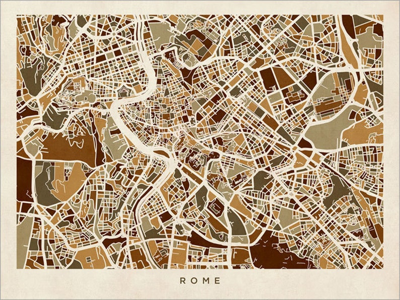 Rome Italy City Street Map, Art Print (443) - Etsy