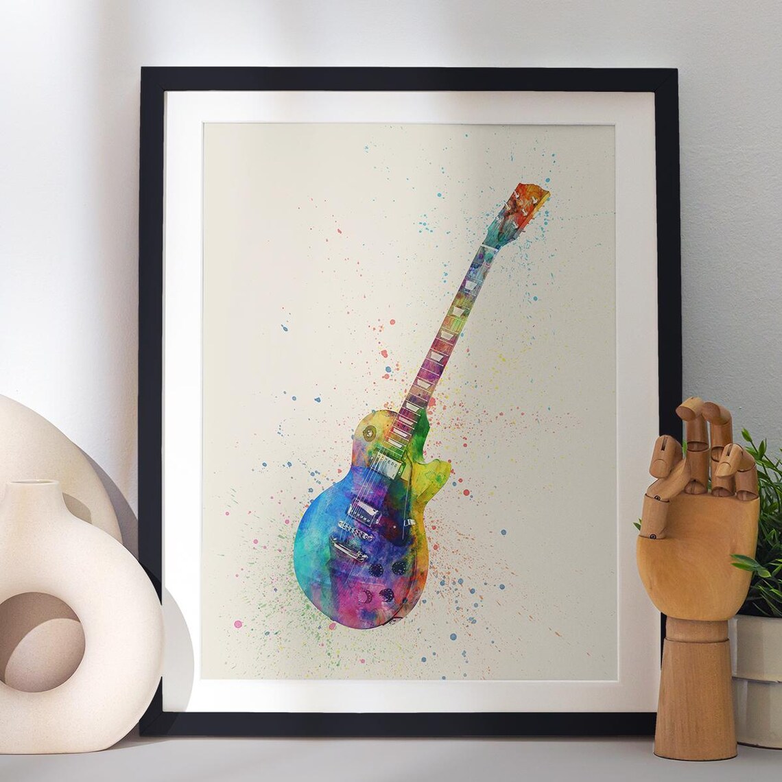Electric Guitar Music Instrument, Abstract Watercolor - Art Print ...