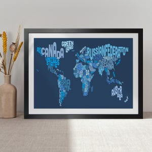 Typography Text Map of the World Map, Art Print (602) - Etsy