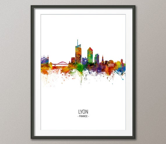 Lyon Skyline Lyon France Cityscape Art Print Poster Portrait | Etsy