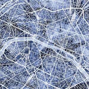 Paris Map, Paris France City Map, Art Print Blue (4579) - Etsy