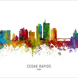 Cedar Rapids Skyline Iowa Cityscape Painting Art Print Poster - Etsy