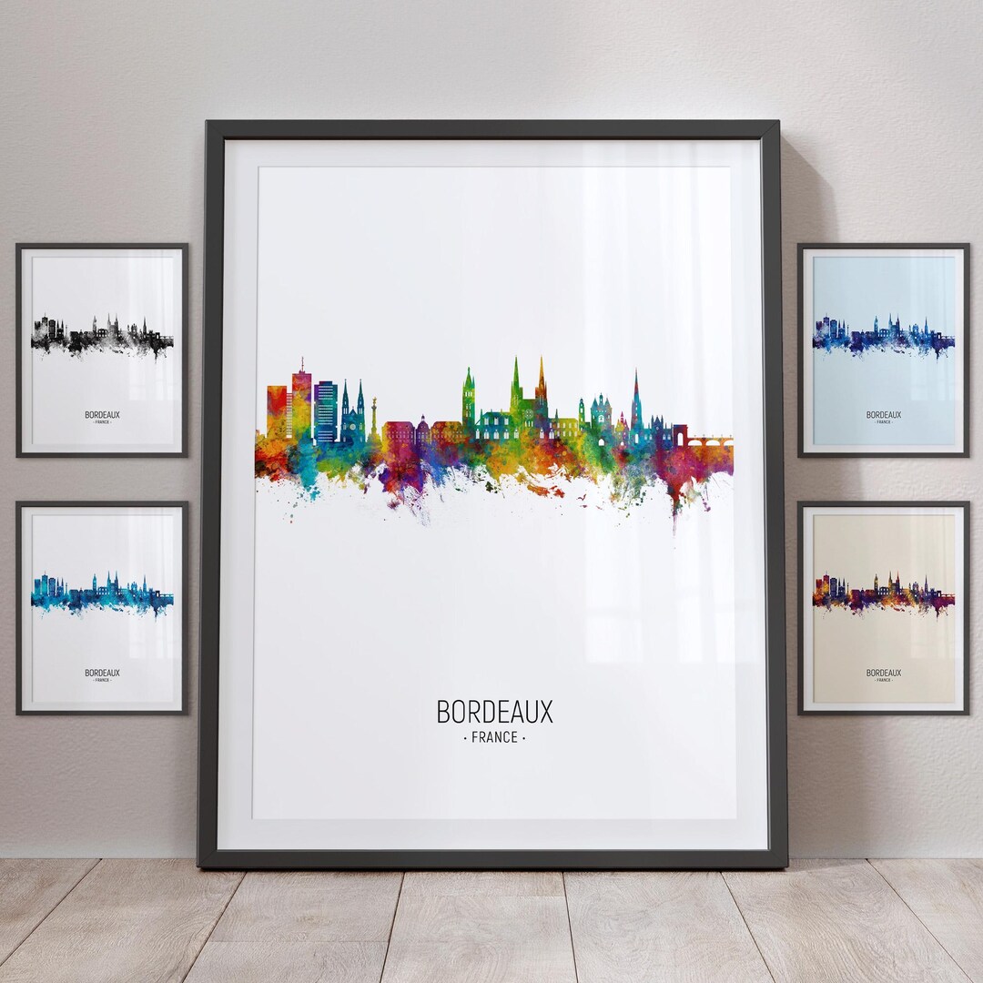 Bordeaux Skyline, Bordeaux France Cityscape Art Print Poster Portrait ...