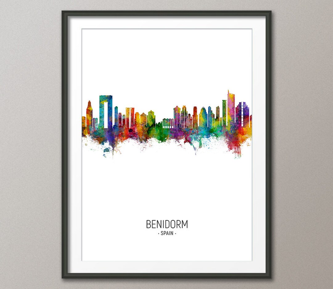 Benidorm Skyline, Benidorm Spain Cityscape Art Print Poster Portrait ...