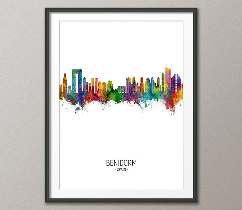Benidorm Skyline Benidorm Spain Cityscape Art Print Poster - Etsy