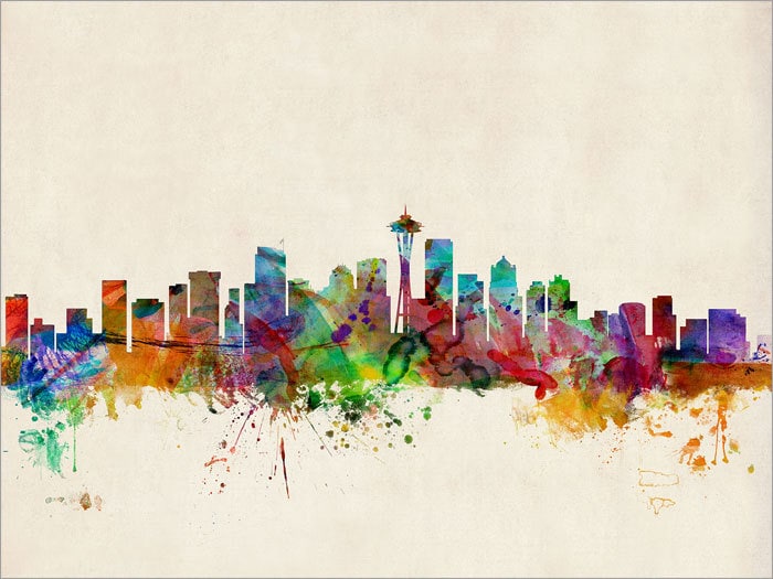 Seattle Skyline Seattle Washington Cityscape Art Print 531 - Etsy