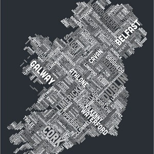 Ireland Eire City Text Map, Art Print (320) - Etsy