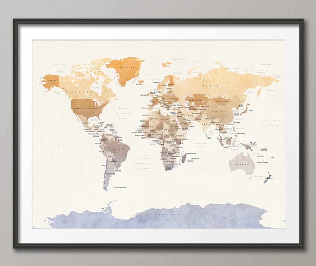 Political Map of the World Map, Art Print, 18x24 up to 24x36 1089 - Etsy