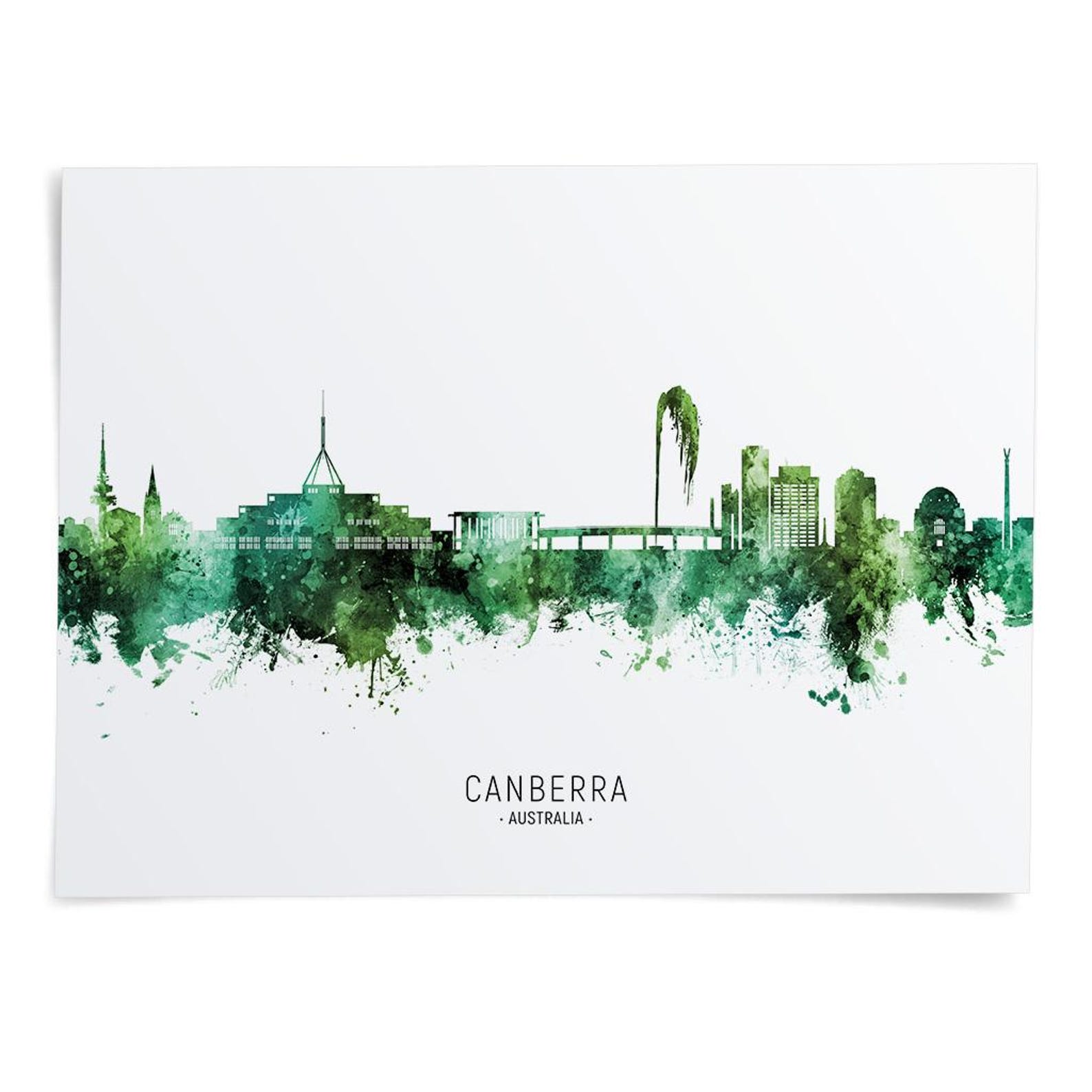 Canberra Skyline Australia, Cityscape Painting Art Print Poster CX ...