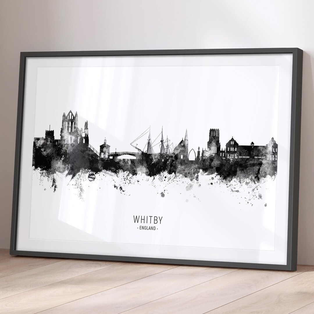 Whitby Skyline England, Cityscape Painting Art Print Poster BX (33641 ...